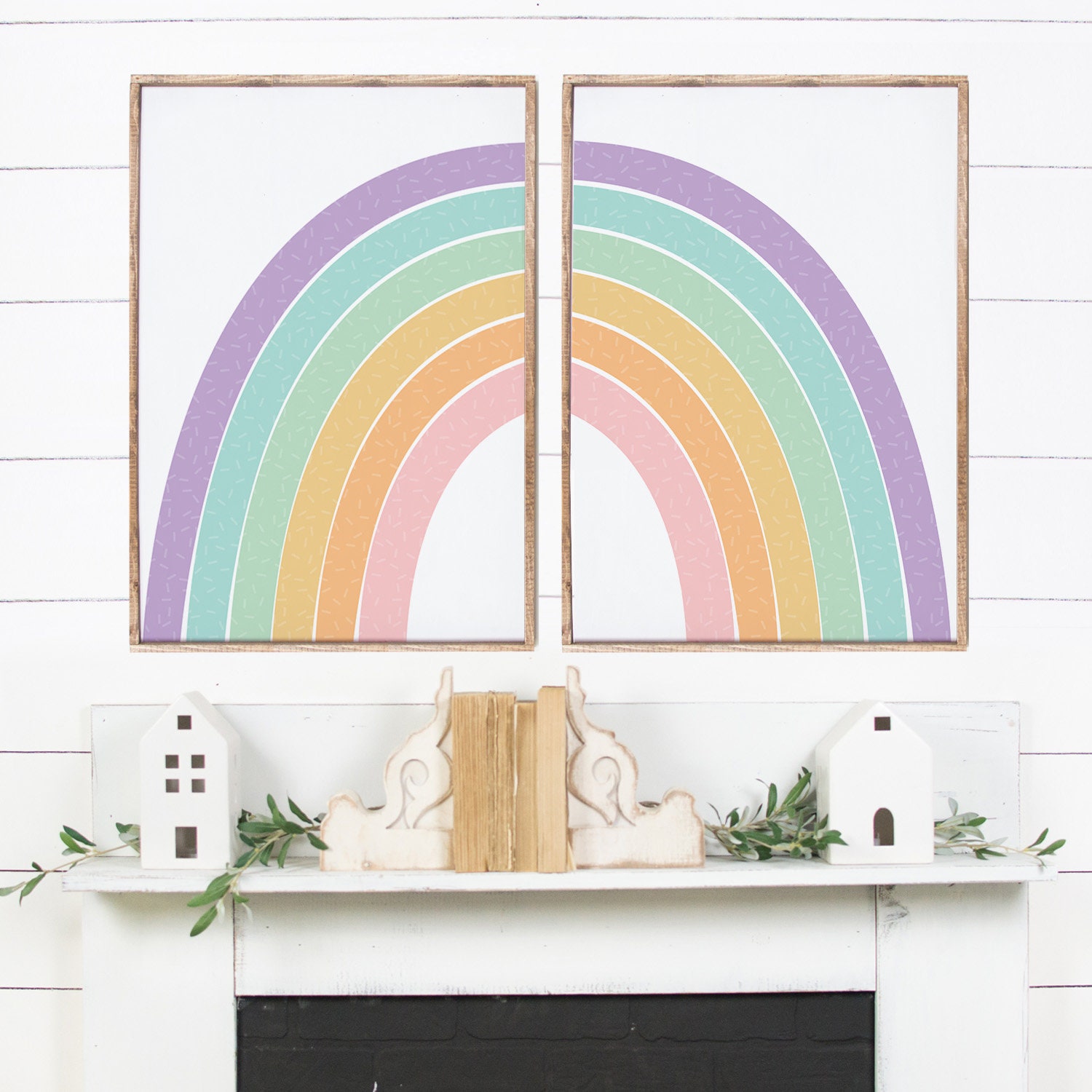 Pastel Nursery Rainbow Print Set of 2 Prints, Rainbow Kids Room Art ...