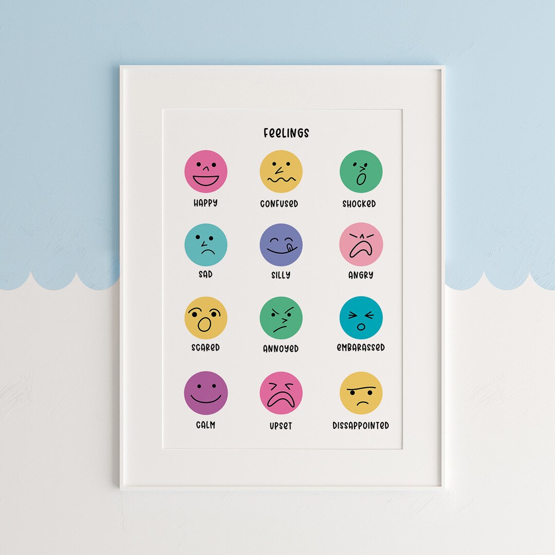 Rainbow Feelings Chart, Emotions Print, PRINTABLE Wall Art, Montessori ...