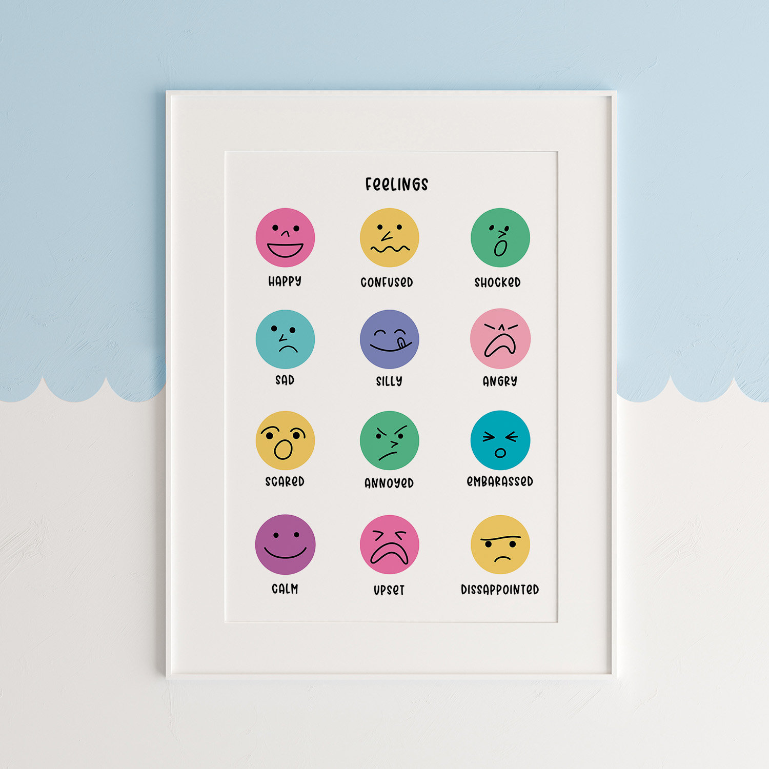Rainbow Feelings Chart, Emotions Print, PRINTABLE Wall Art, Montessori ...