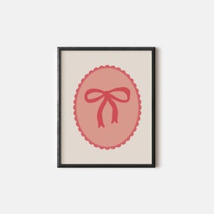 Pink Coquette Bow Printable Nursery Wall Art, Retro Check Feminine ...