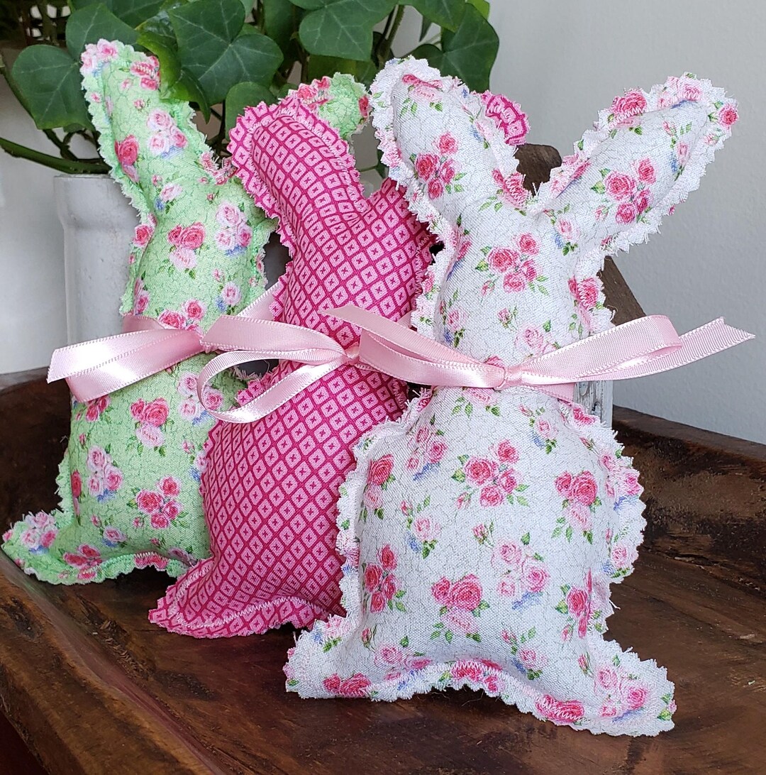 Country Farmhouse Fabric Bunnies, Set of 3 Bunnies, Easter Bunny ...