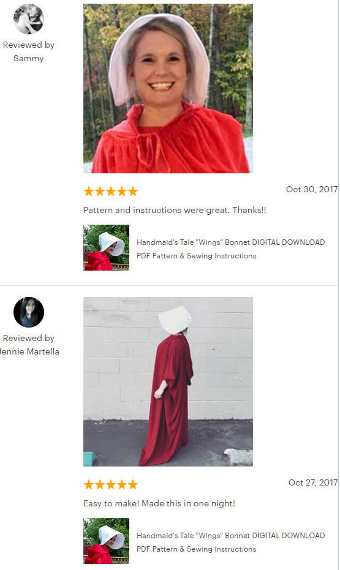 Handmaid's Tale "wings" Bonnet DIGITAL DOWNLOAD PDF Pattern & Sewing ...