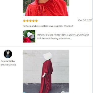 Handmaid's Tale "wings" Bonnet DIGITAL DOWNLOAD PDF Pattern & Sewing ...