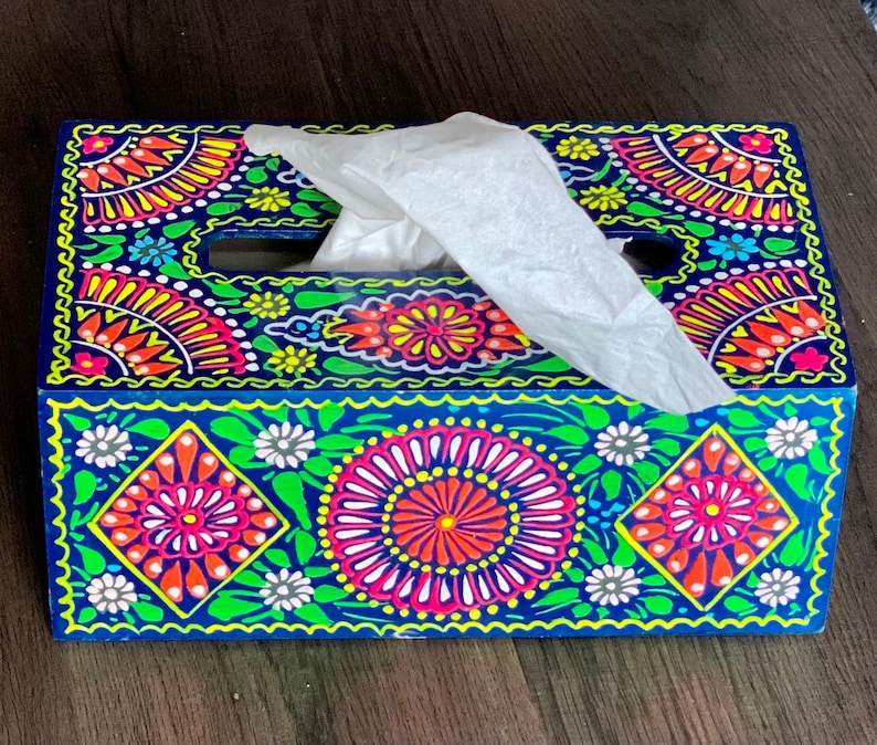 Hand Painted Truck Art Tissue Box | Etsy