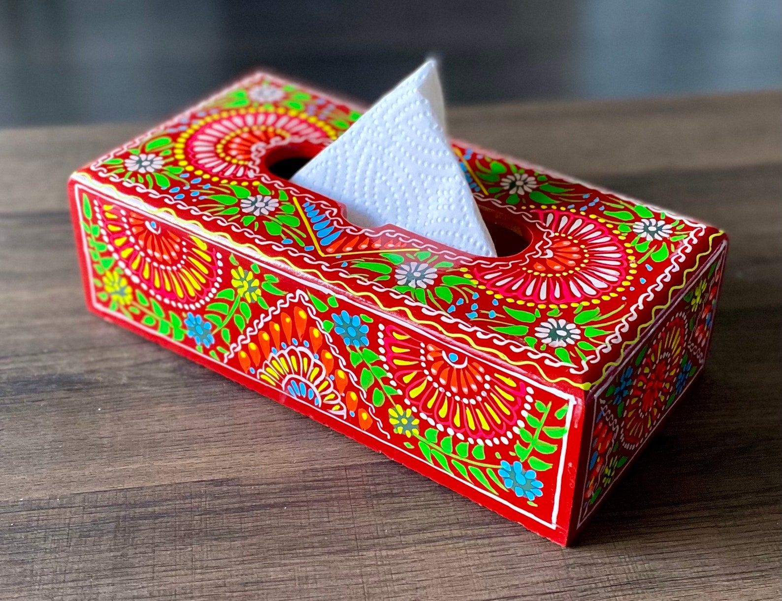 Hand Painted Truck Art Tissue Box | Etsy