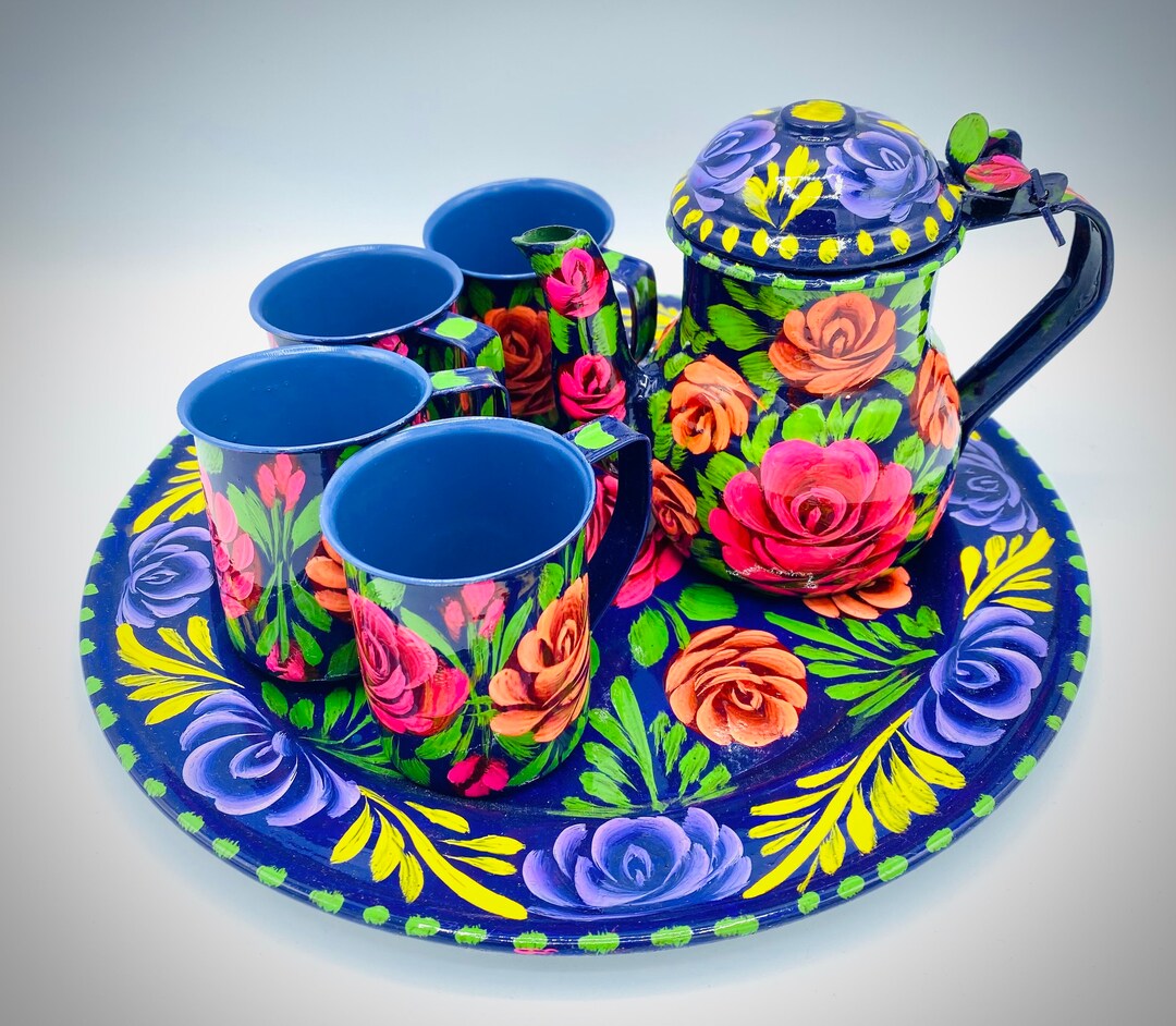 Hand Painted Traditional Teapot chainak Set Small - Etsy