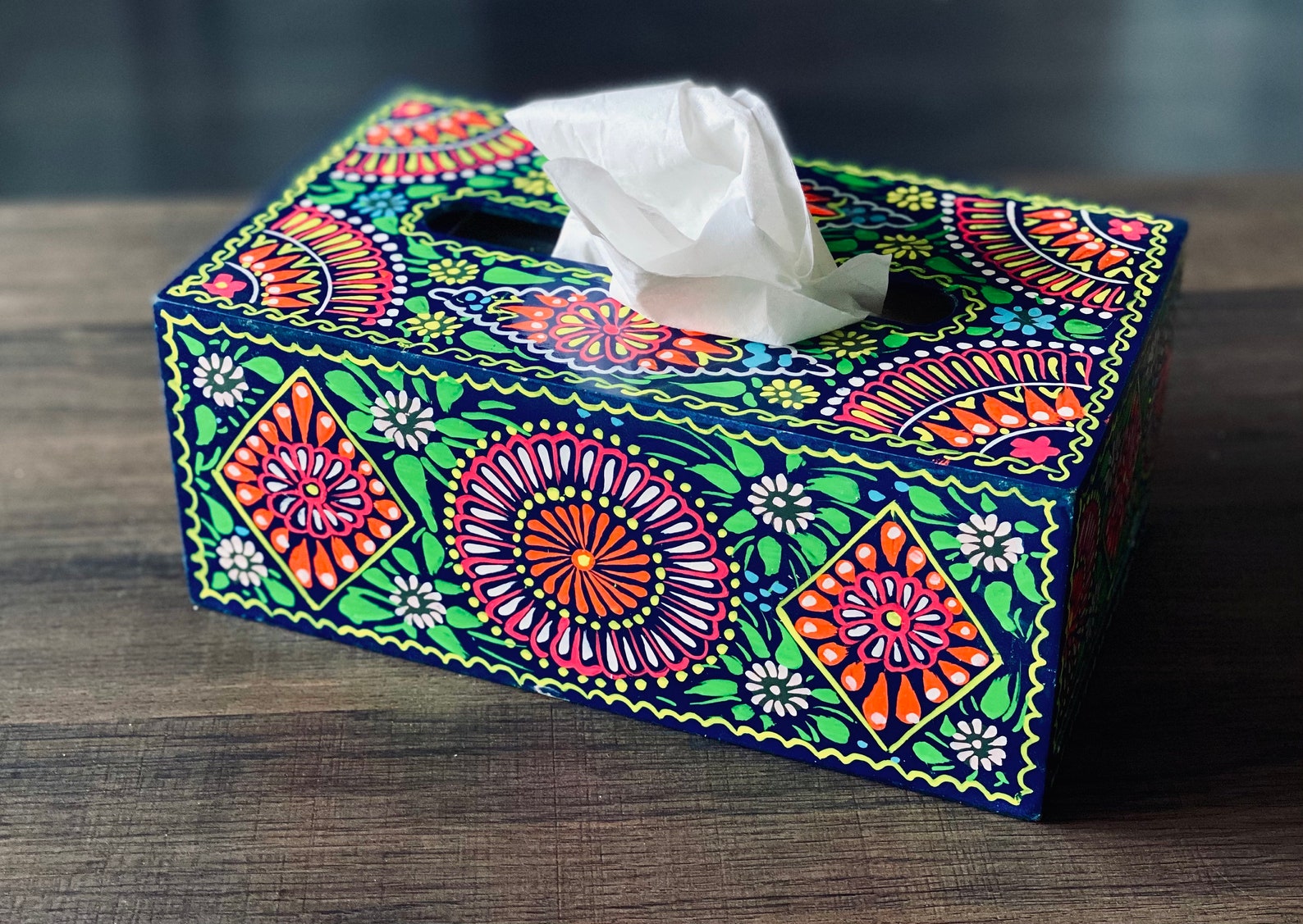 Hand Painted Truck Art Tissue Box | Etsy