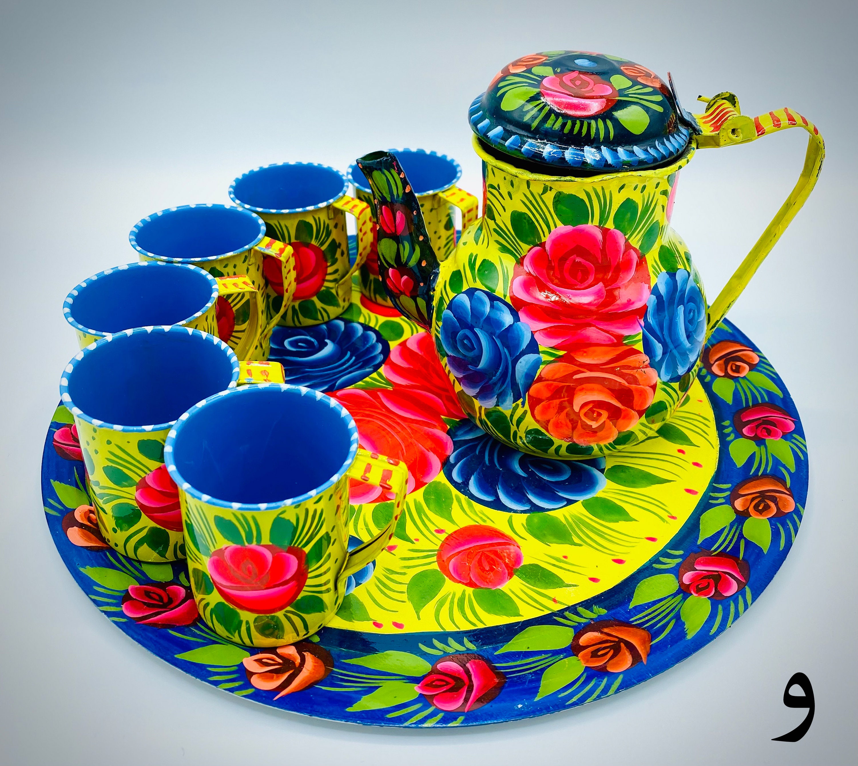 Hand Painted Traditional Teapot Chainak Set | Etsy