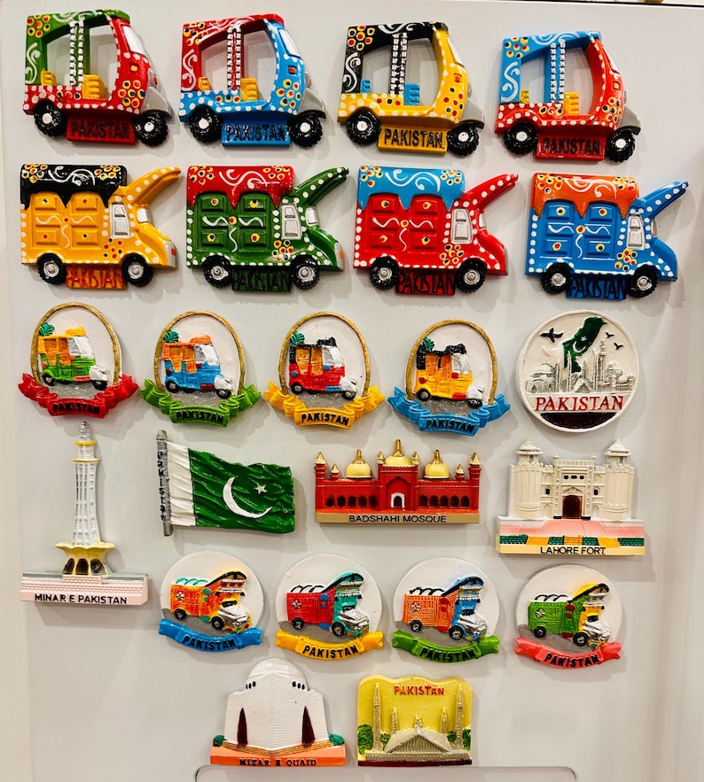 Pakistani Truck Art Fridge Magnets – Colorful Folk Art Souvenir Magnets ...