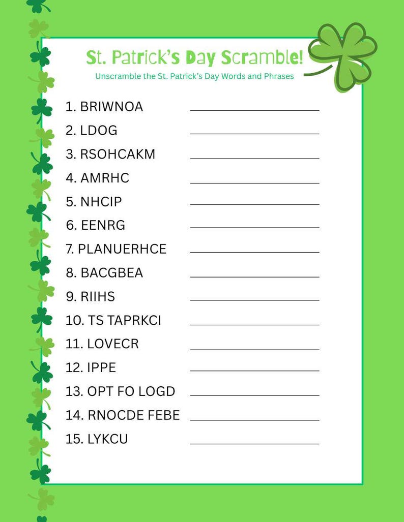 St Patrick's Day 5-activity Bundle for Elementary Classroom Party ...
