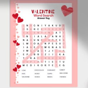 Printable Valentine Word Search for Elementary School Valentine Parties ...