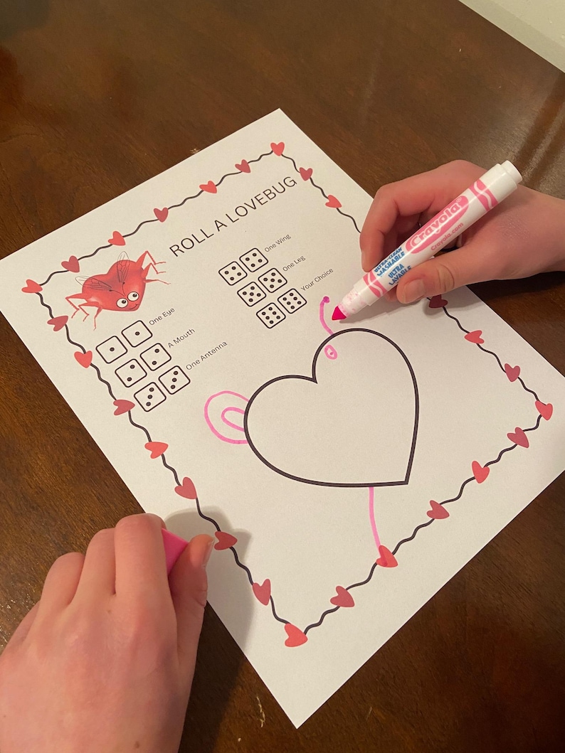 Roll a Lovebug Valentine Game for Kids Parties, Elementary School ...