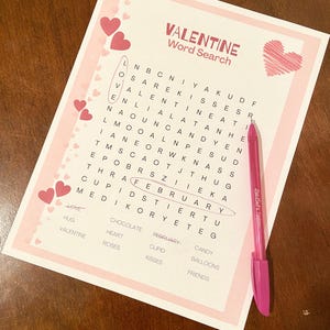 Printable Valentine Word Search for Elementary School Valentine Parties ...