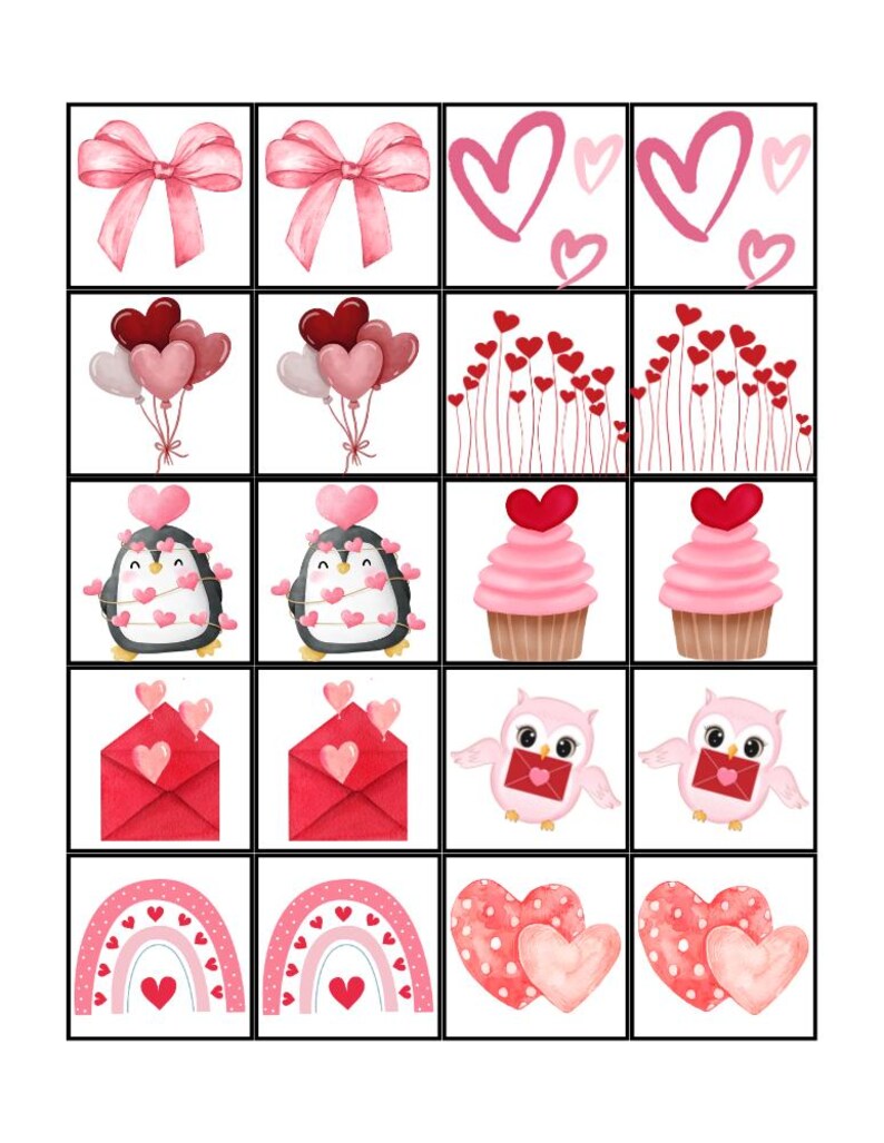 Printable Valentine Memory Match Game for School or Home Parties - Etsy