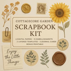 Cottage Core Digital Scrapbook Kit - Etsy