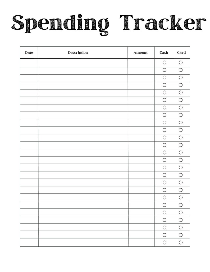 Printable Spending Tracker, Simple Spending Tracker for Budgeting - Etsy