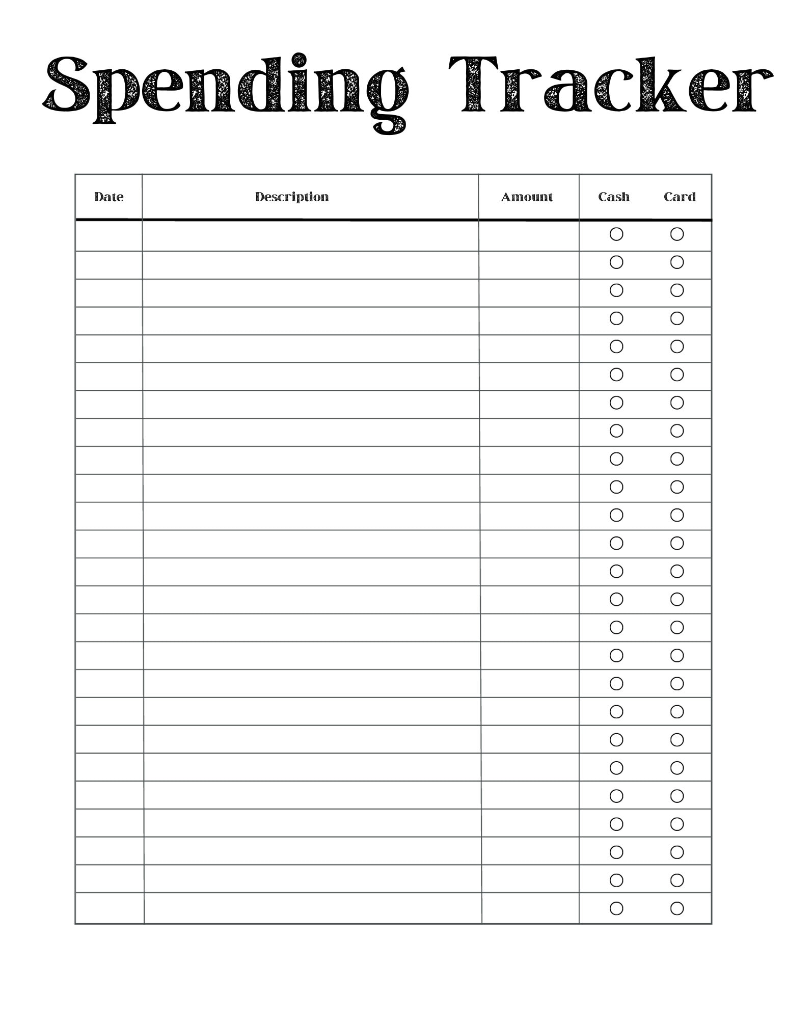 Printable Spending Tracker, Simple Spending Tracker for Budgeting - Etsy