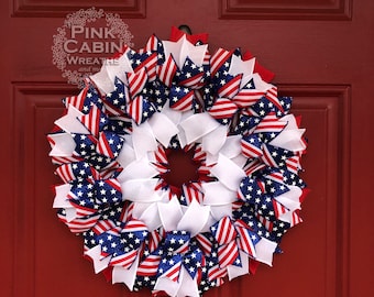 Independence Day Front Door Wreath, 4th of July Door Hanger, Red White ...