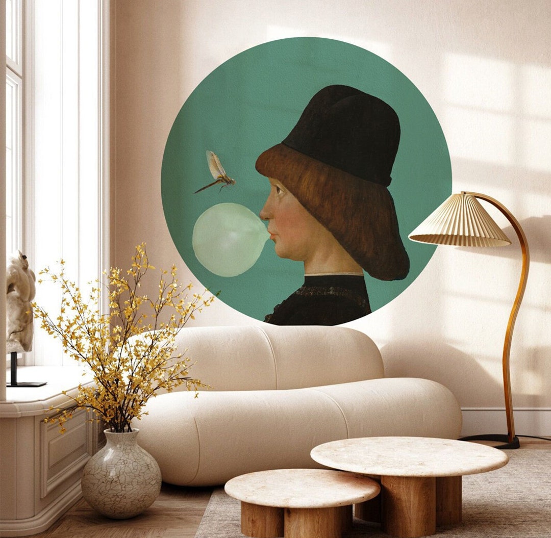 Boy With Bubble Gum Circle Wallpaper: Mint Geometric Peel and Stick ...