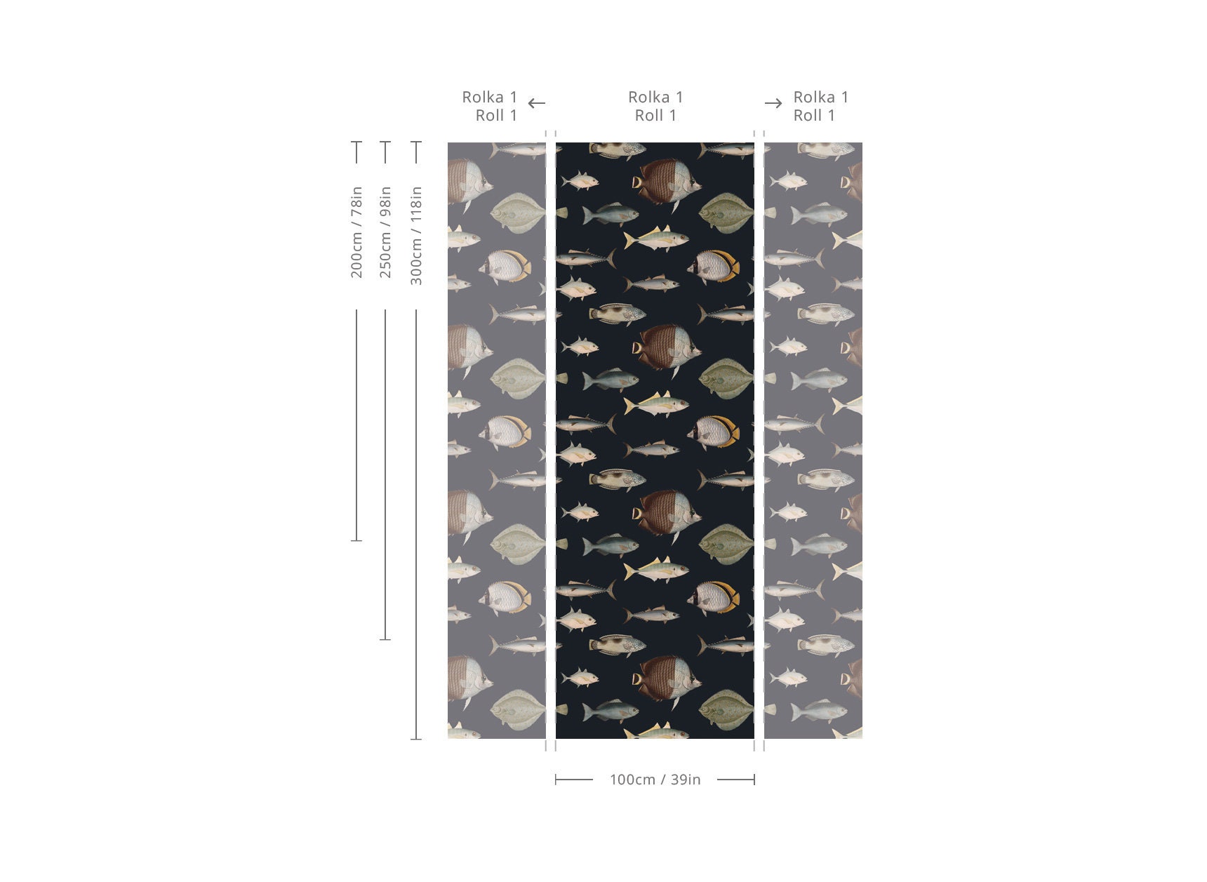 Navy Blue Fish Wallpaper: Peel and Stick Removable Wall Decor #V6 - Etsy