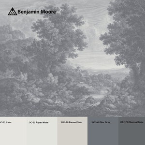 Blue Valley Landscape Wallpaper Mural: Vintage Peel and Stick Decor # ...