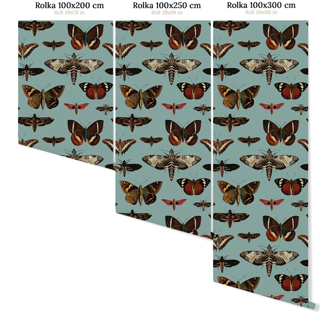 Vintage Wallpaper Moths and Butterflies Pattern Removable | Etsy