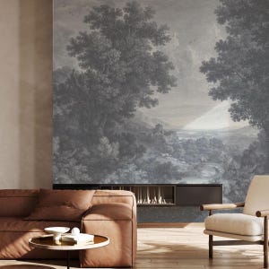 Blue Valley Landscape Wallpaper Mural: Vintage Peel and Stick Decor # ...