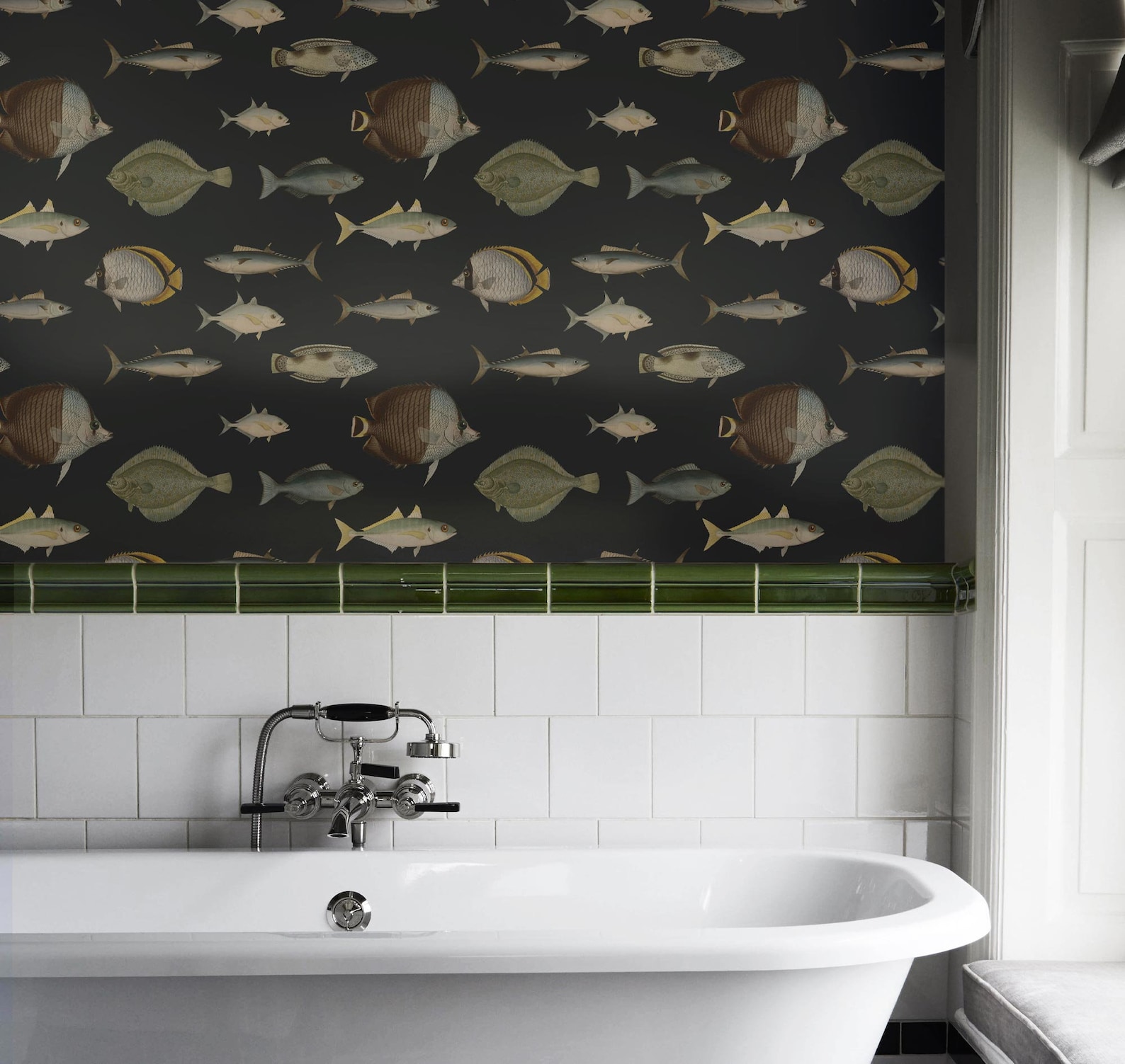 Navy Blue Fish Wallpaper: Peel and Stick Removable Wall Decor #V6 - Etsy
