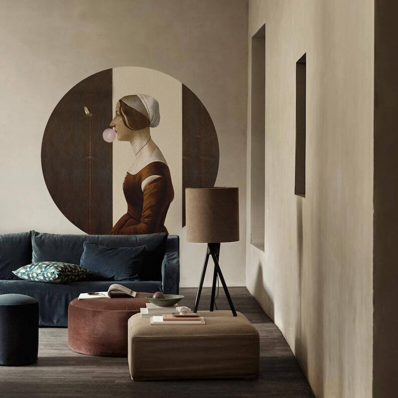 Handmaid With Bubble Gum Circle Sticker Woman and Dragonfly - Etsy