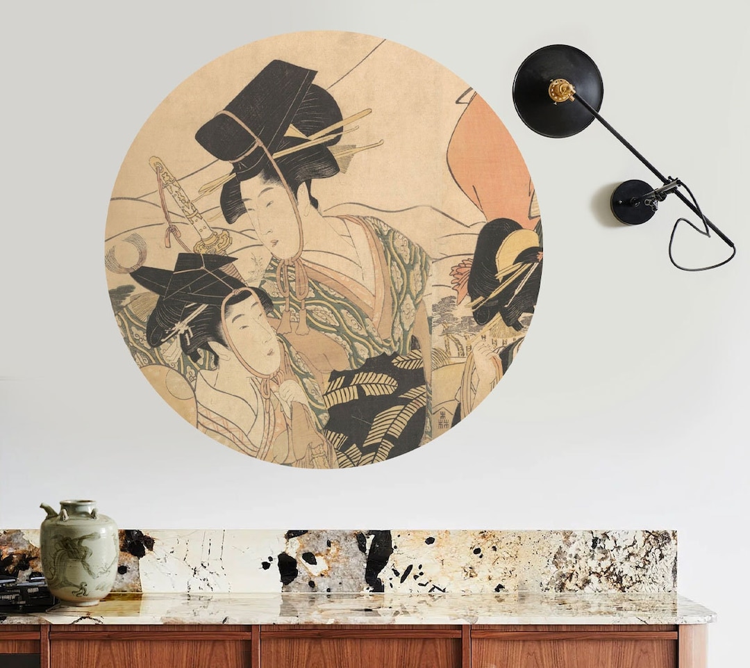 Circle Wall Decal Bushido Gathering, Peel&stick Wallpaper, Japandi ...
