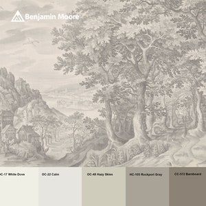 Ethereal Forest Wallpaper: Beige Landscape Wall Mural, Peel & Stick or ...