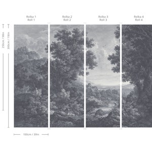 Blue Valley Landscape Wallpaper Mural: Vintage Peel and Stick Decor # ...