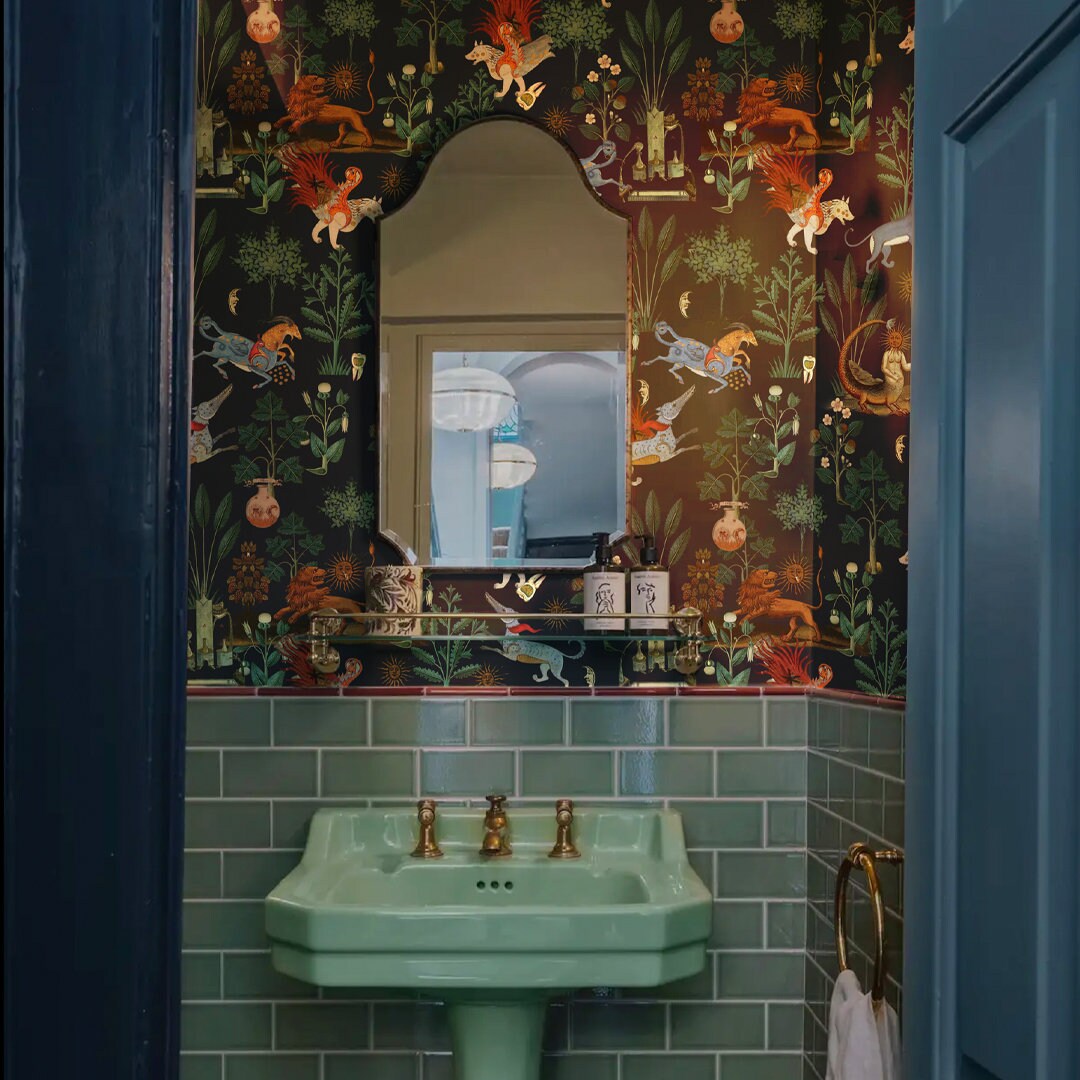 Mythical Beasts Wallpaper: Dark Tropical Mural, Peel and Stick or Non ...