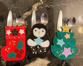 Snowman Silverware Holder Cutlery Holder Set of Four - Etsy