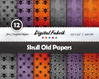 Skull digital paper | Etsy