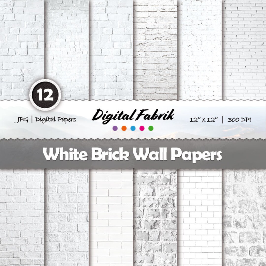 White Brick Texture, White Brick Papers, 12 Digital Papers, 12x12 Jpg ...
