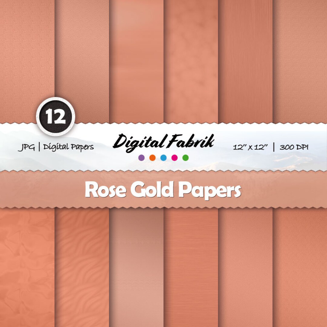 Rose Gold Digital Paper Pack, Scrapbook Paper, 12 Digital Paper ...