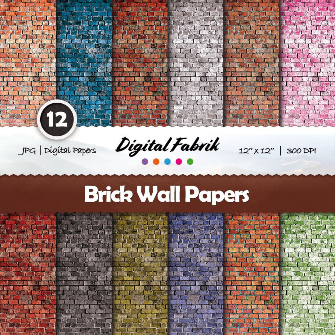 Brick Wall Digital Background, Scrapbook Paper, Brick Wallpaper, 12 ...
