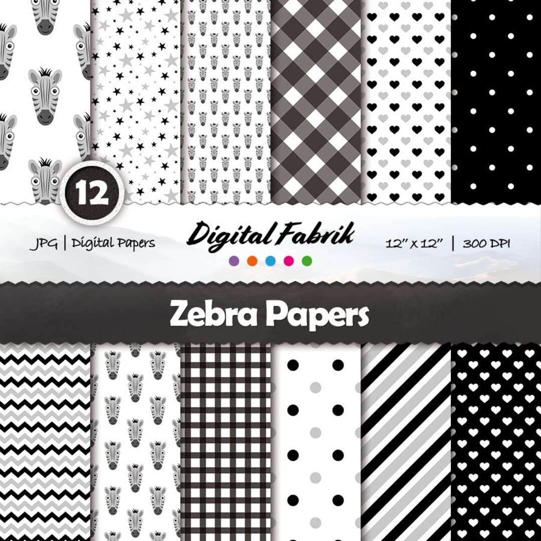 Zebra Digital Papers, Scrapbooking Papers, Zebra Clipart, Clipart ...