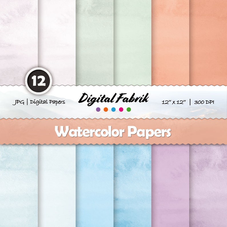 Watercolor digital papers watercolor backgrounds 12 digital | Etsy