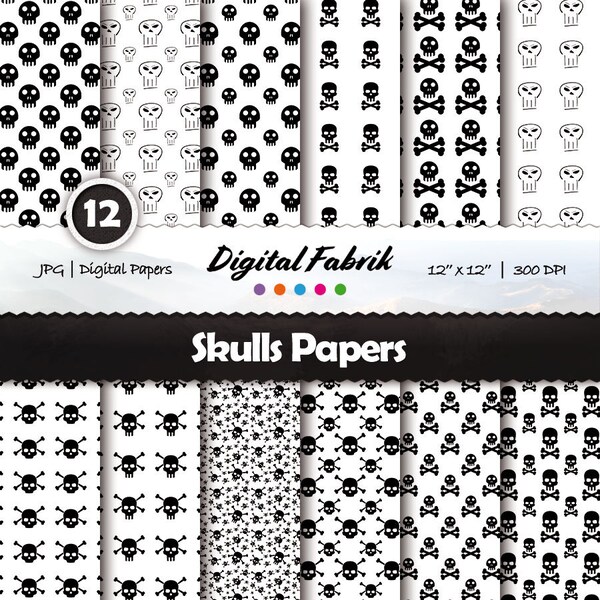 Skulls Digital Paper - Etsy