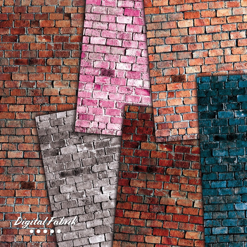 Brick Wall Digital Background, Scrapbook Paper, Brick Wallpaper, 12 ...