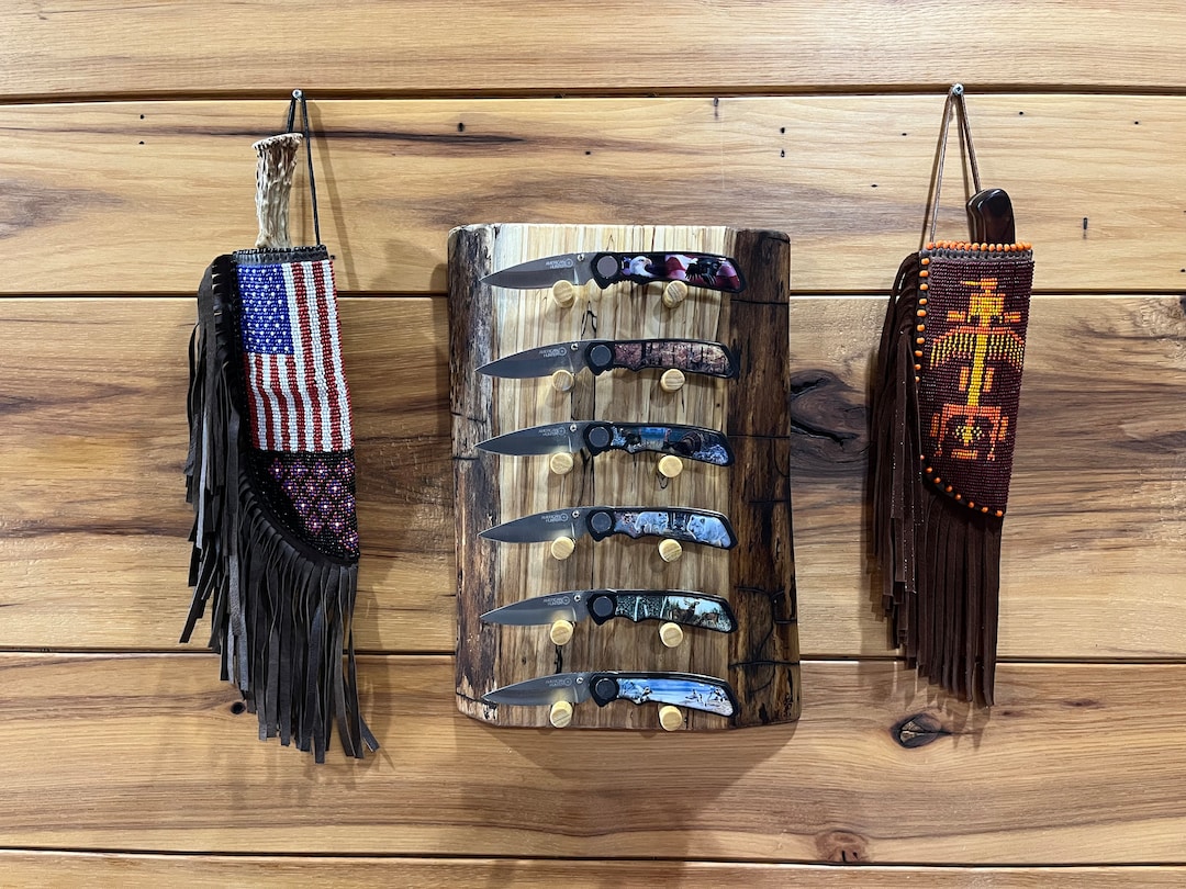 Knife Display Rustic, Wood Knife Holder, Knife Display Handmade, Unique ...