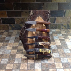 Knife Display Wood,knife Holder,knife Display Handmade,pocket Knife ...