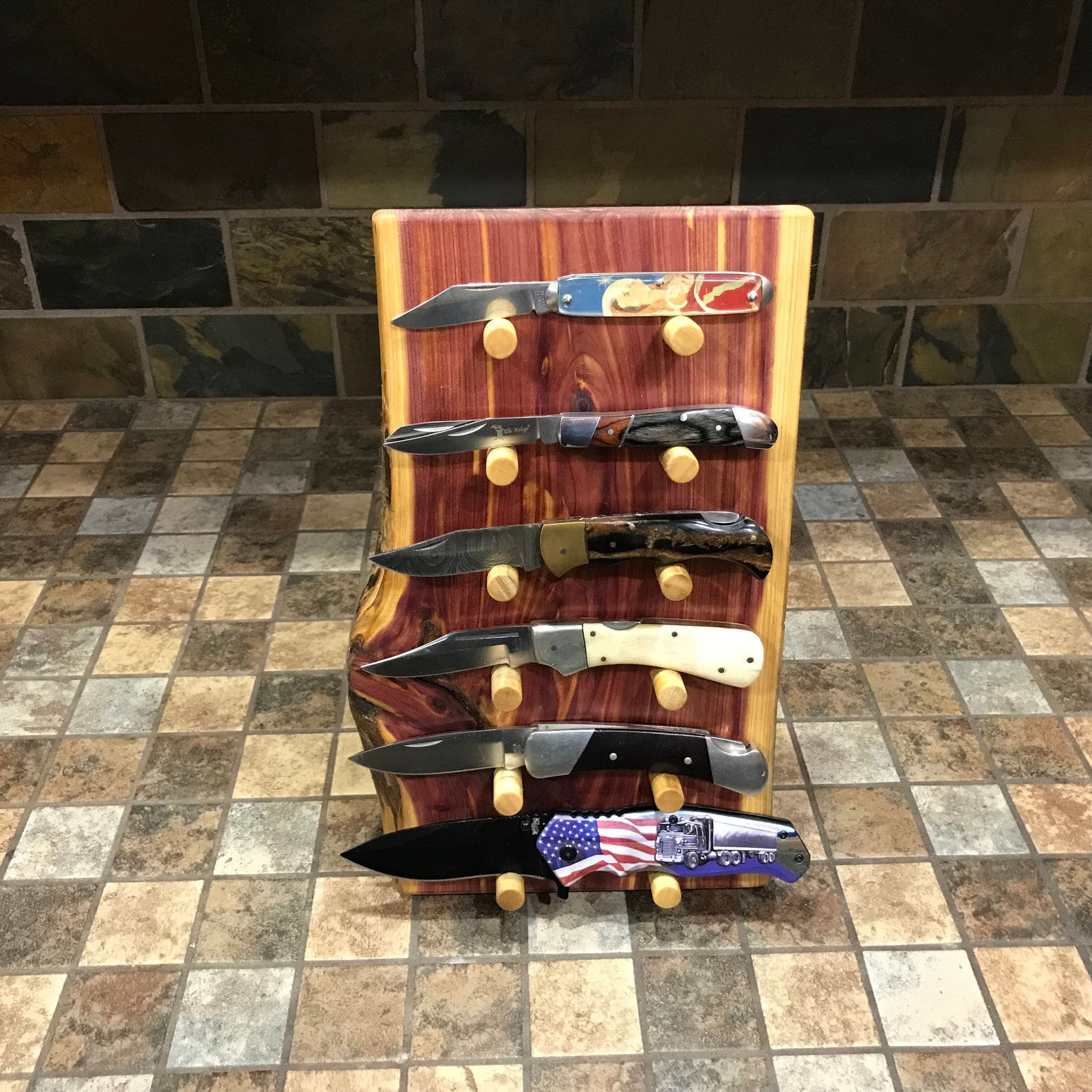 Knife Displaywood Knife Holderknife Display Woodrustic - Etsy