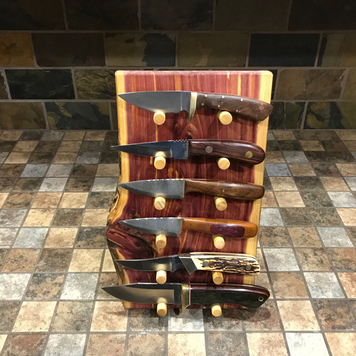 Knife Displaywood Knife Holderknife Display Woodrustic - Etsy