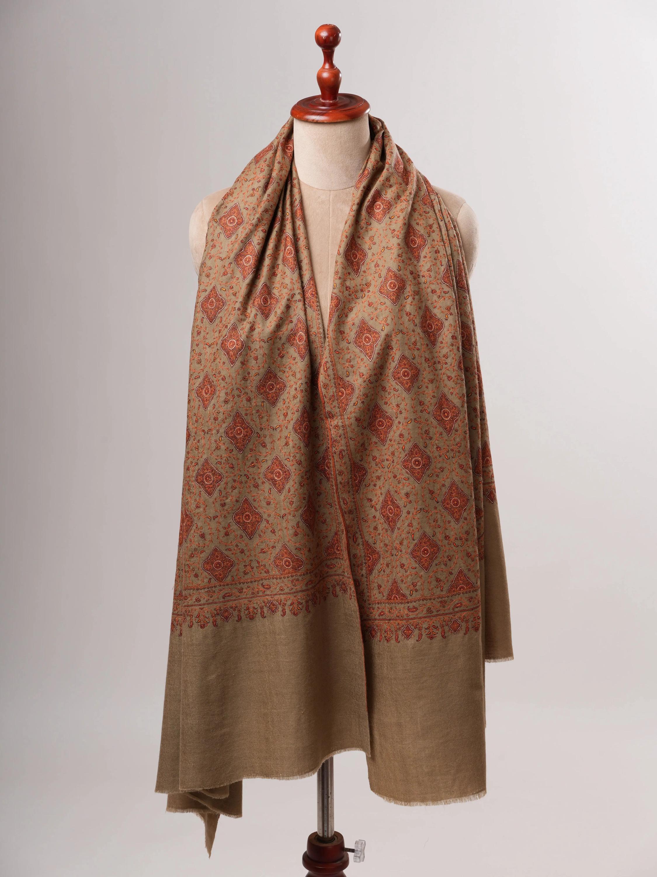 Toosh Color Hand-embroidered Neem Jamavar Pashmina Shawl - Etsy