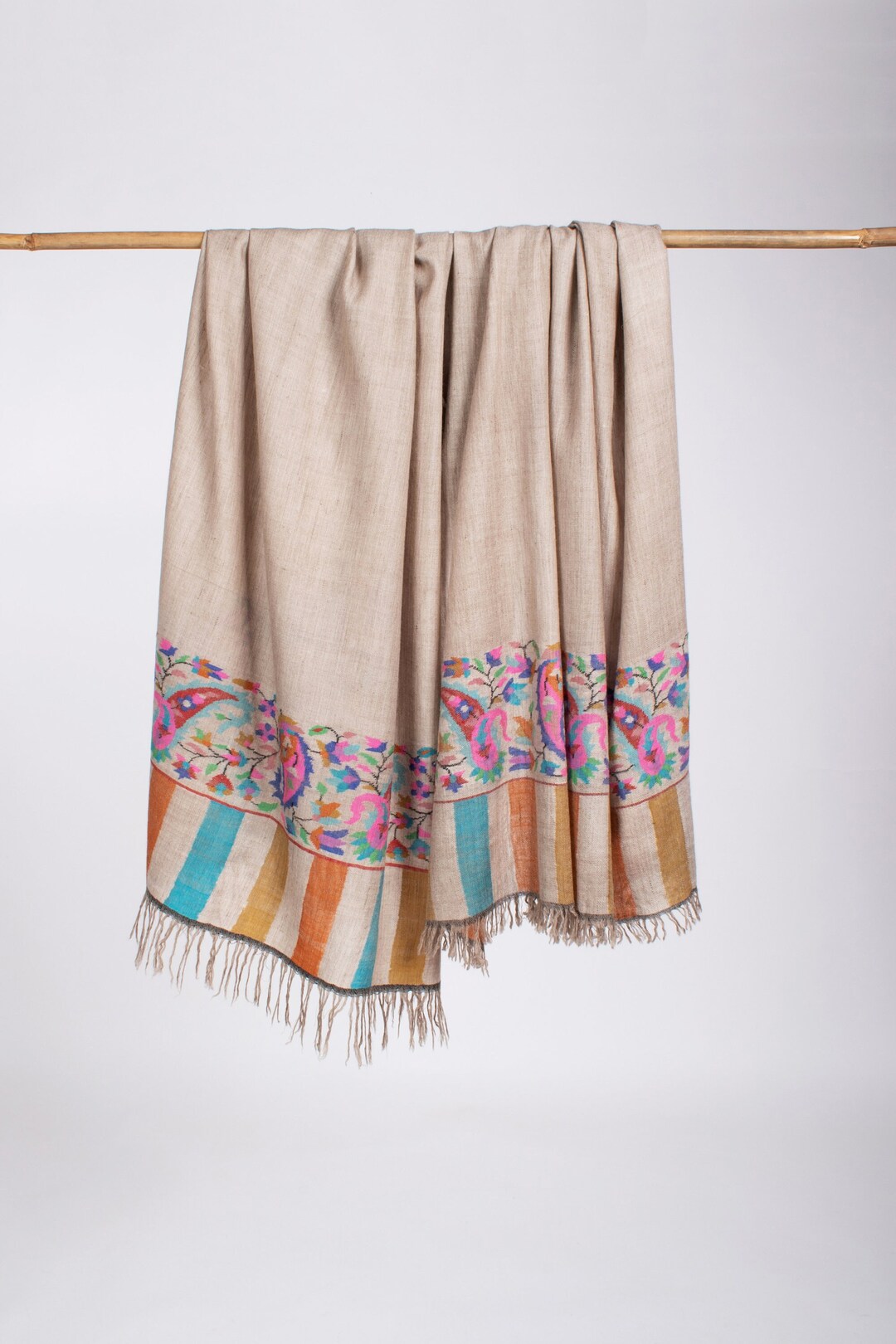 Natural Zati Kashmiri Shawls, Kani Weave Cashmere Wraps, Special ...