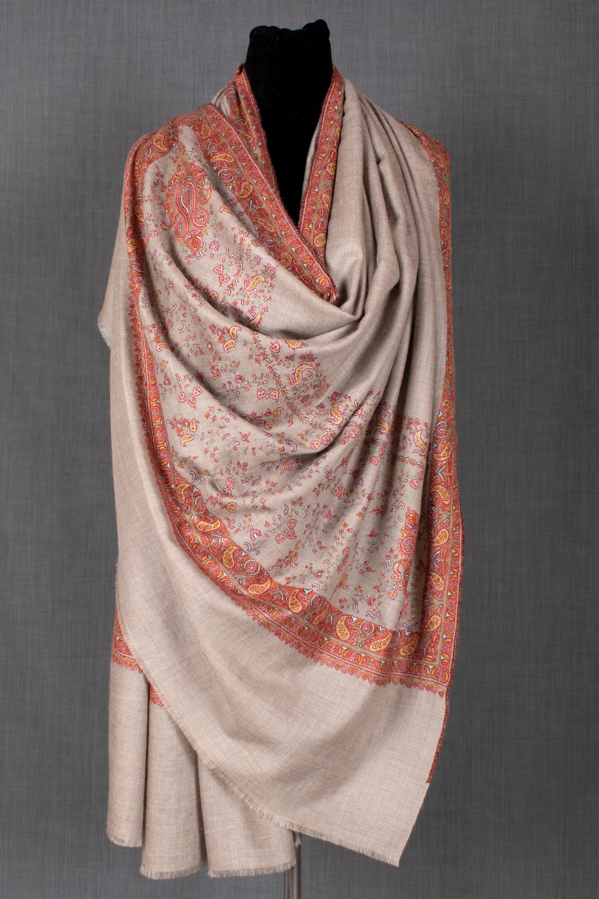 Rabiyah Palladar Embroidered Pashmina Shawl Natural Zati | Etsy