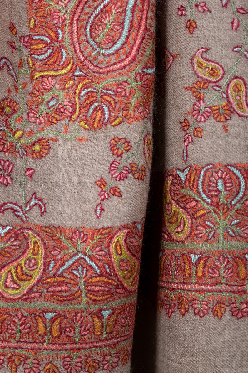 Rabiyah Palladar Embroidered Pashmina Shawl Natural Zati - Etsy
